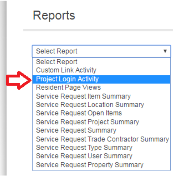 Admin - Project Login Activity Report