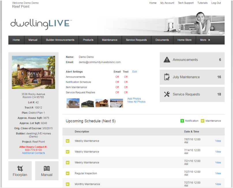 Homeowner - dwellingLIVE Site Overview