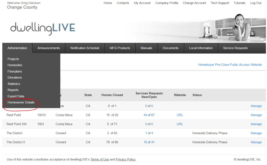 Homeowner - Login Information