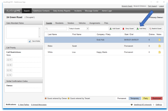 Guard-dwellingLIVE- Manage Guests