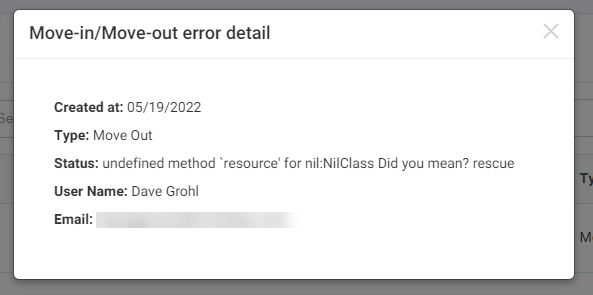 Manager- Move In/Move Out Message Log