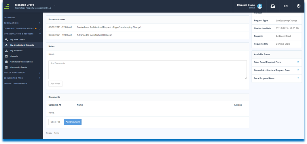 Manager- Architectural Change Request Guide - Community Portal