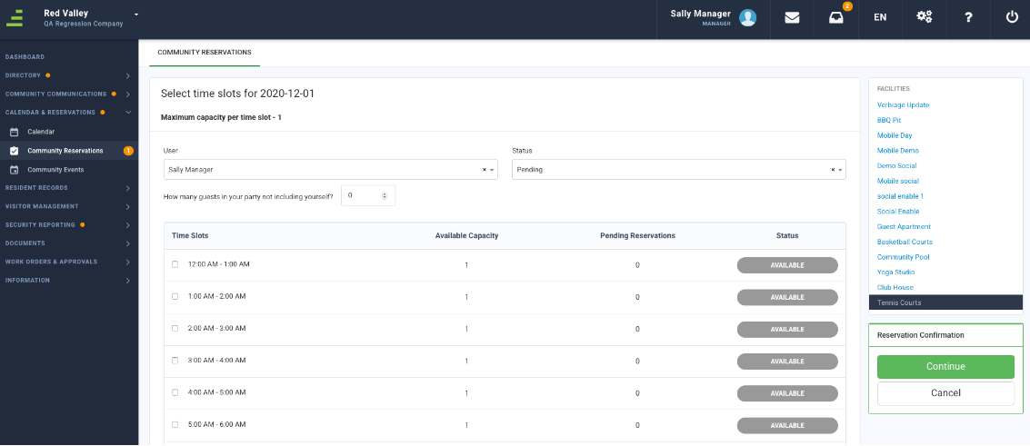 Manager - Facility Reservations Social Distancing Feature