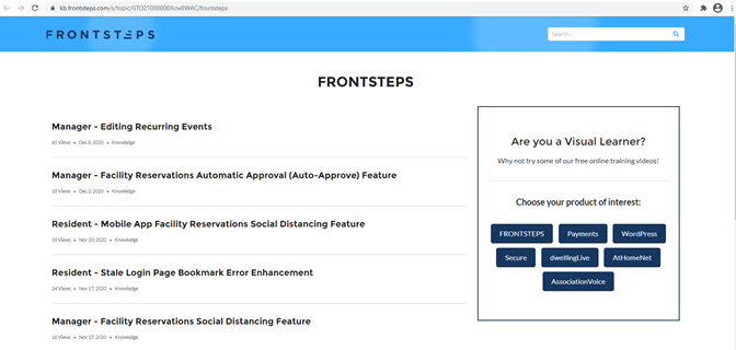 Manager and Admin - Support Links on Dashboard